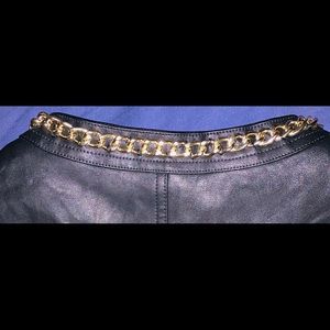 Her | Jackets & Coats | Black Leather Jacket With Gold Chain And ...